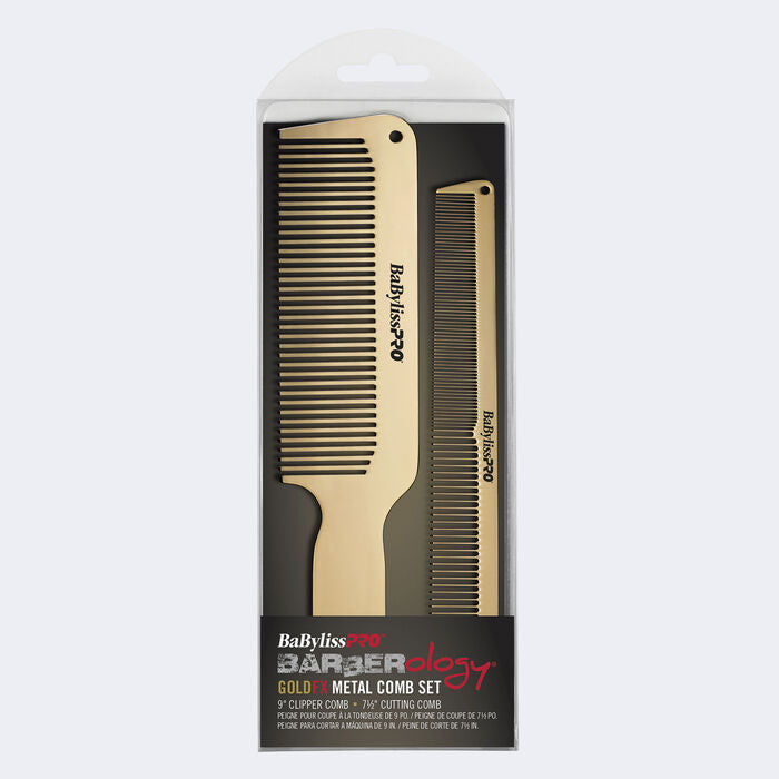 BaByliss GOLDFX Premium Metal Comb Set – 2-Piece Gold Finish - BCOMBSE ...